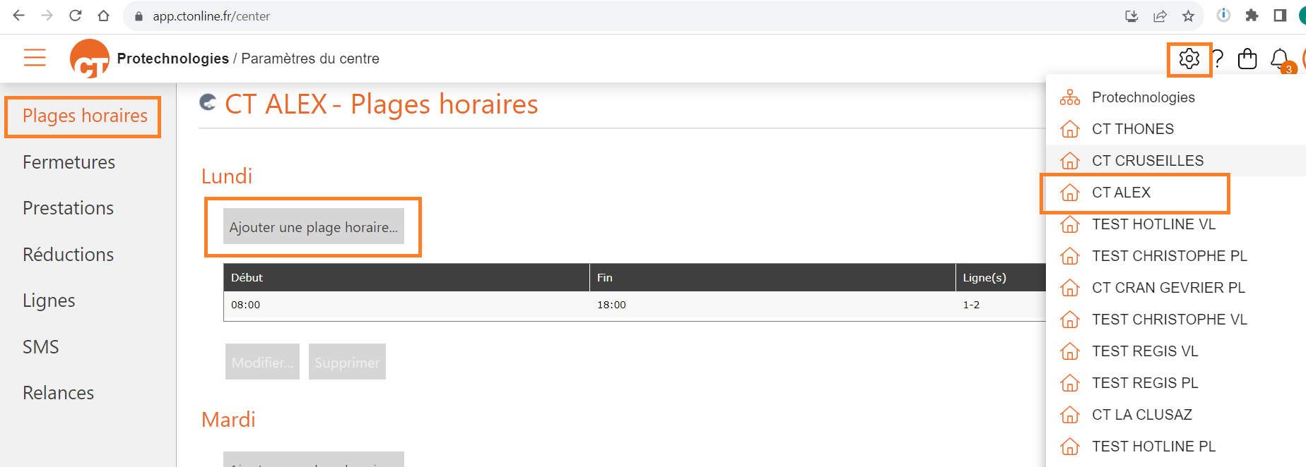 CTonline Planning: saisir les plages horaires – ProTechnologies