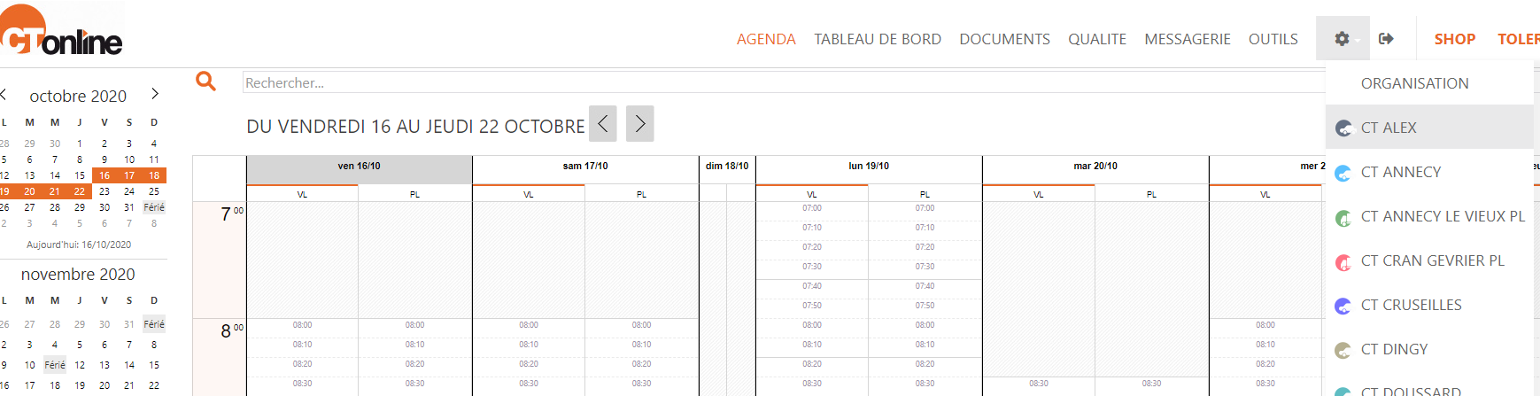 CTonline Planning: ajouter une fermeture – ProTechnologies