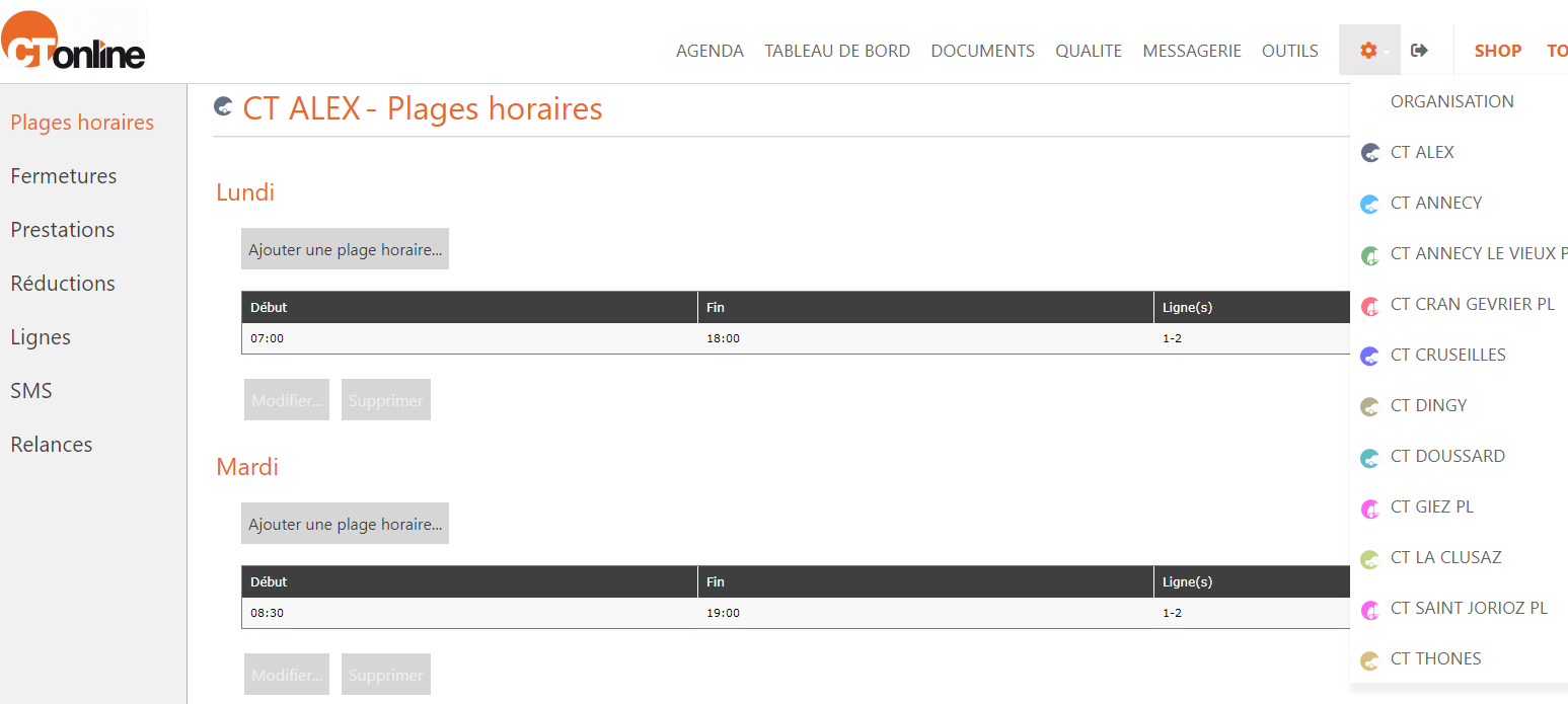CTonline Planning: saisir les plages horaires – ProTechnologies