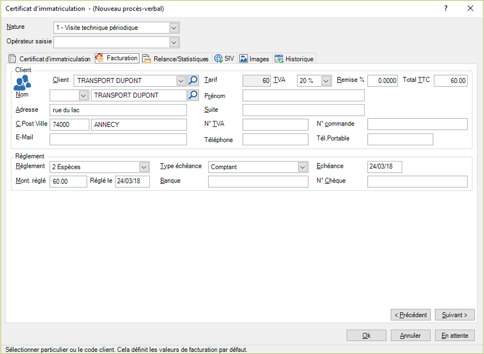 Autosoft Explorer: saisie d'une immatriculation – ProTechnologies