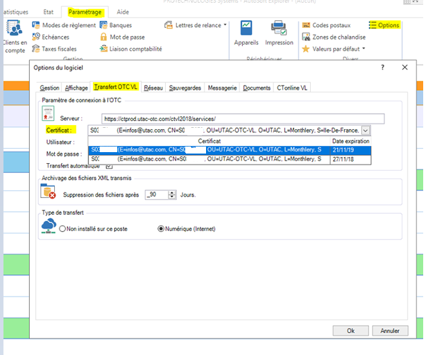 Autosoft Explorer: renouvellement certificat OTC – ProTechnologies